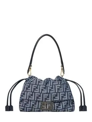 FENDI Baguette® Soft Medium Dark Blue Denim-effect FF Jacquard Bag